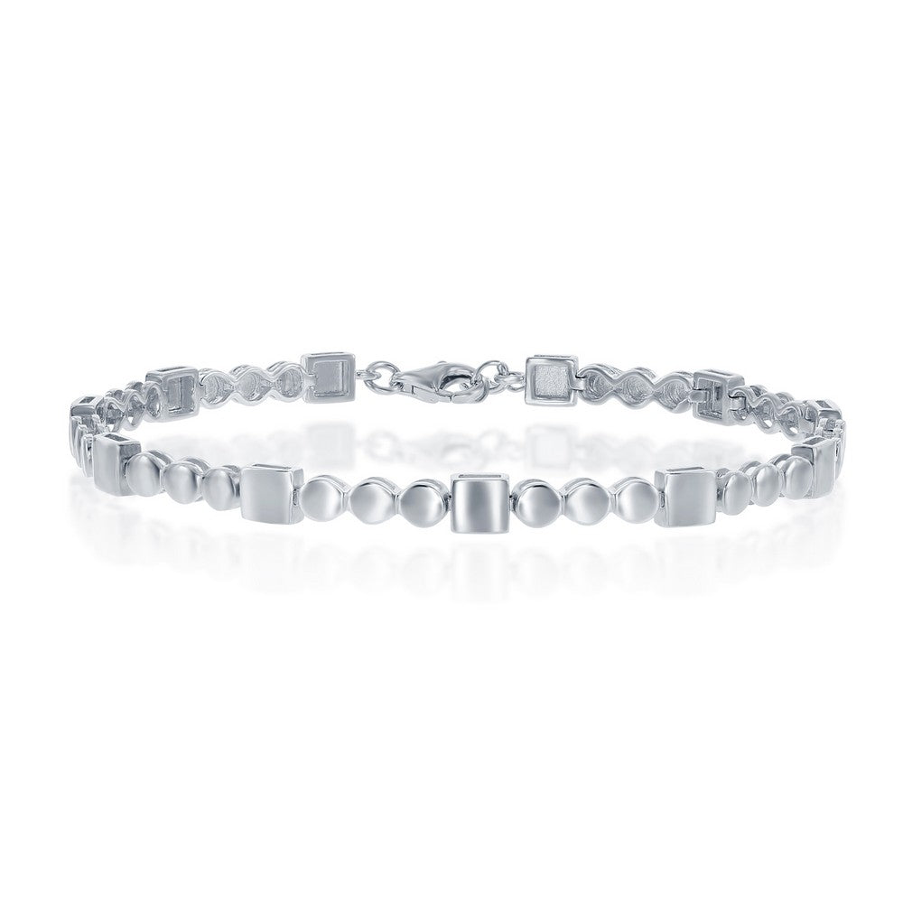 Round and Square Disc Design Tennis Style Bracelet