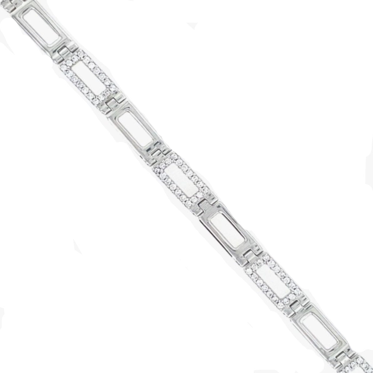 Diamond Link Bracelet, 14kt White Gold, 1.07ctw Diamonds