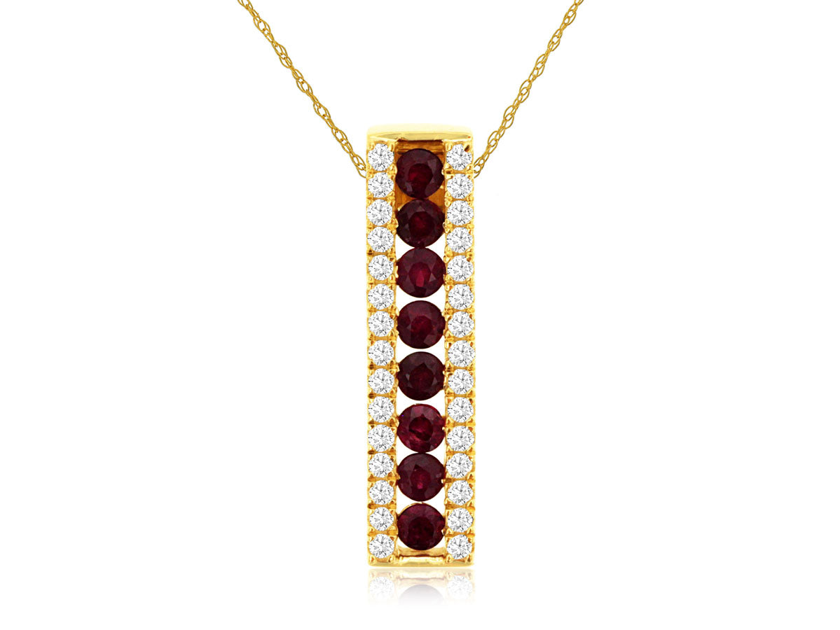 Ruby and Diamond Bar Design Pendant